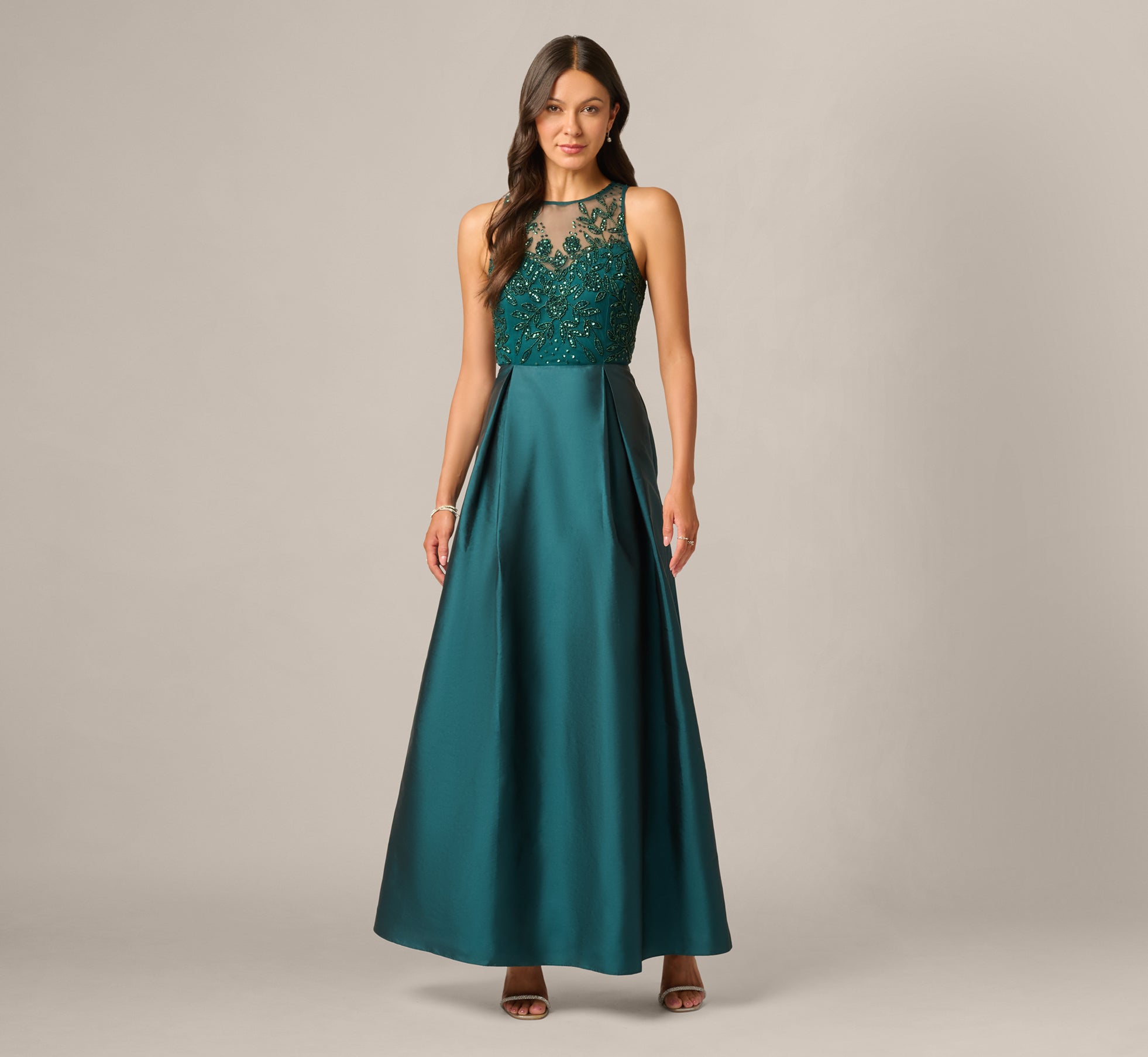 ADRIANNA PAPELL Adrianna Papell Sleeveless Embellished Taffeta Ball Gown